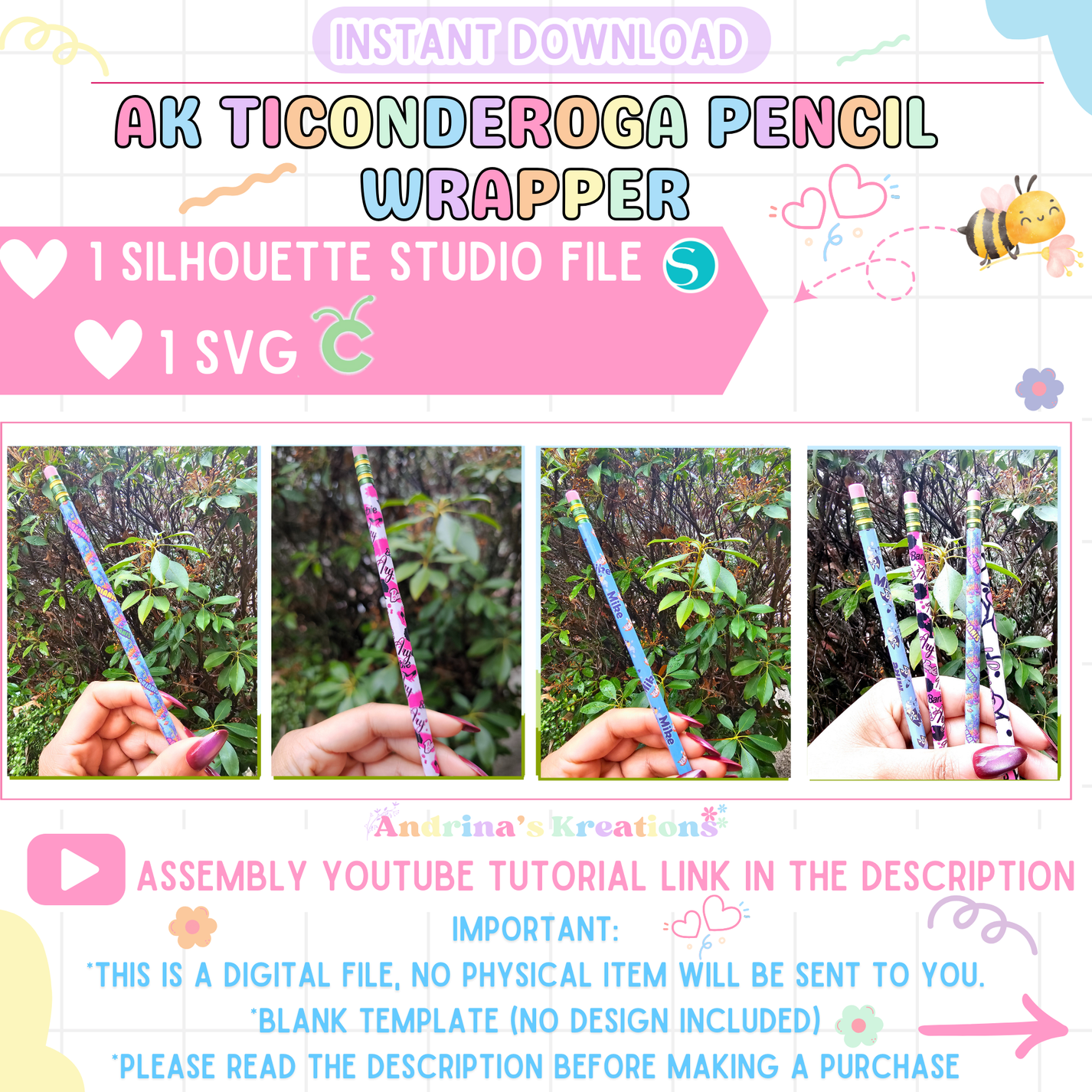 AK Ticonderoga Pencil wrapper Template – Andrina's Kreations llc